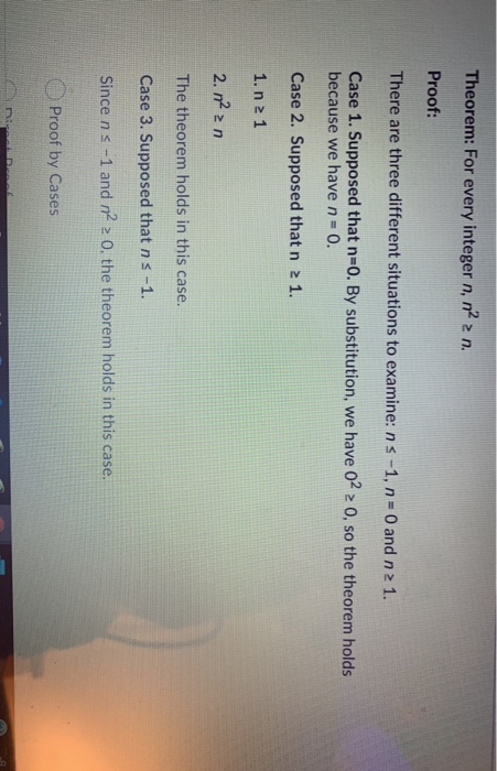 Solved Theorem: For every integer n, n2 2 n. Proof: There | Chegg.com
