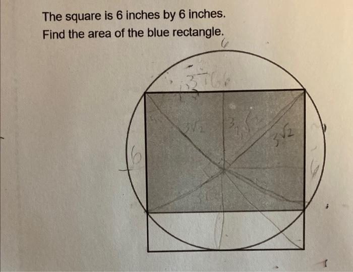 Solved the white square is 6x6. what is fhe area of the | Chegg.com