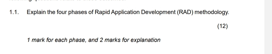 1.1. ﻿Explain the four phases of Rapid Application | Chegg.com