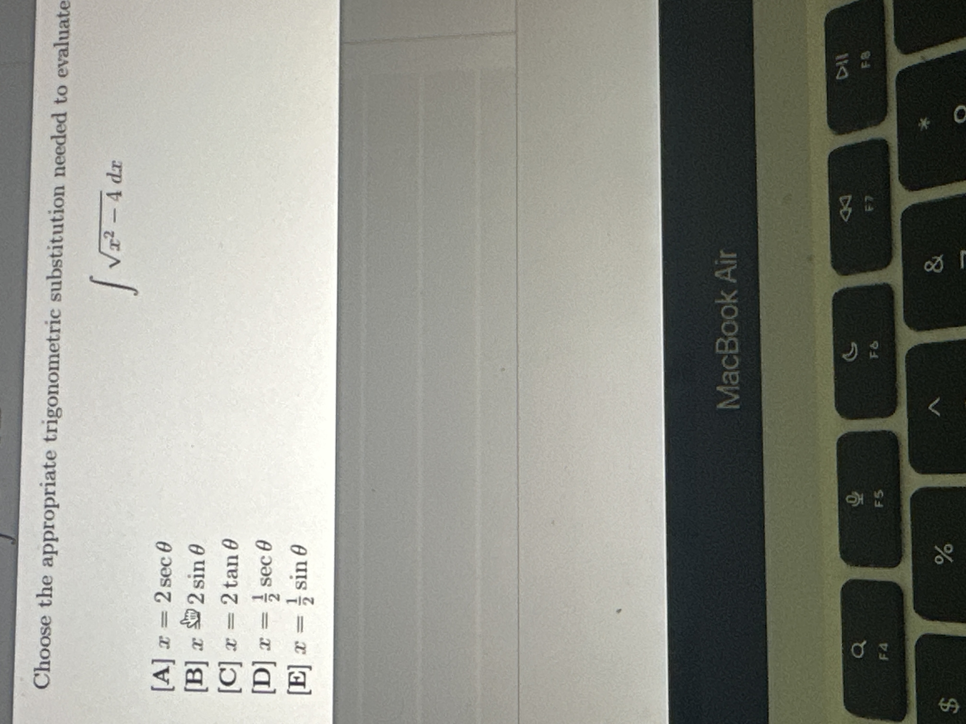 Solved Choose the appropriate trigonometric substitution | Chegg.com