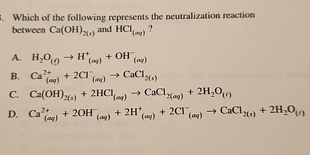 Solved Which of the following represents the neutralization | Chegg.com