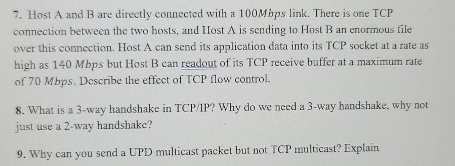 Solved 7 Host A And B Are Directly Connected With A 100mbps