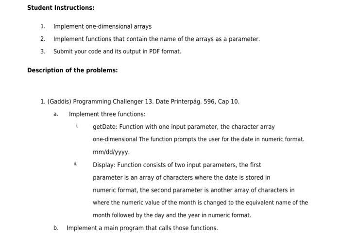 Solved Student Instructions: 1. Implement one-dimensional | Chegg.com Solved Student Instructions: 1. Implement one-dimensional | Chegg.com