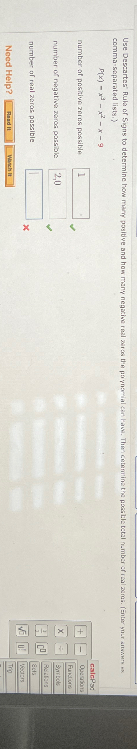 Solved comma-separated lists.)P(x)=x3-x2-x-9number of | Chegg.com