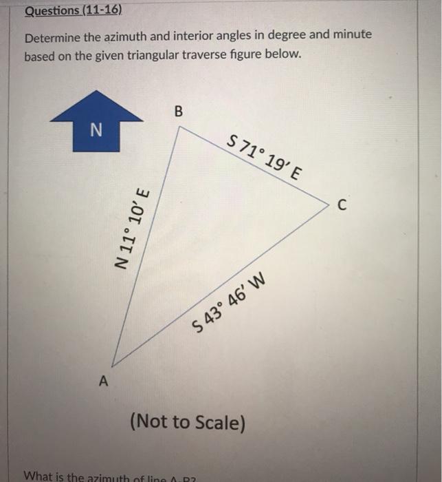 Solved Questions (11-16) Determine the azimuth and interior | Chegg.com