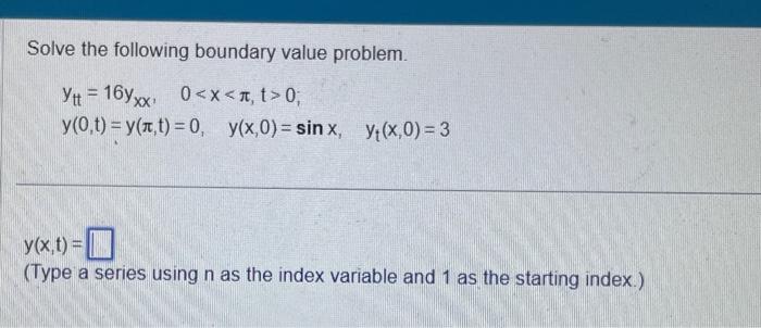 Solved Solve the following boundary value problem. | Chegg.com