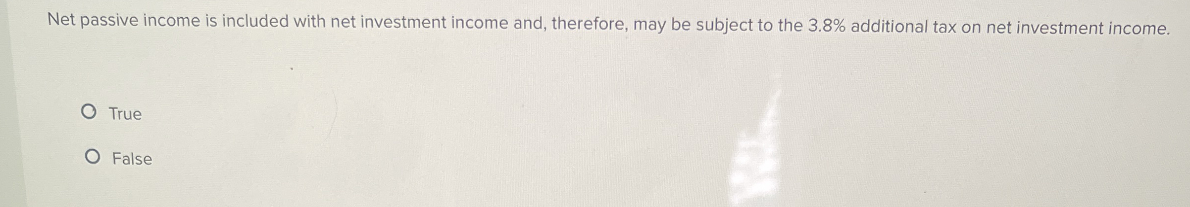 Solved Net passive income is included with net investment | Chegg.com