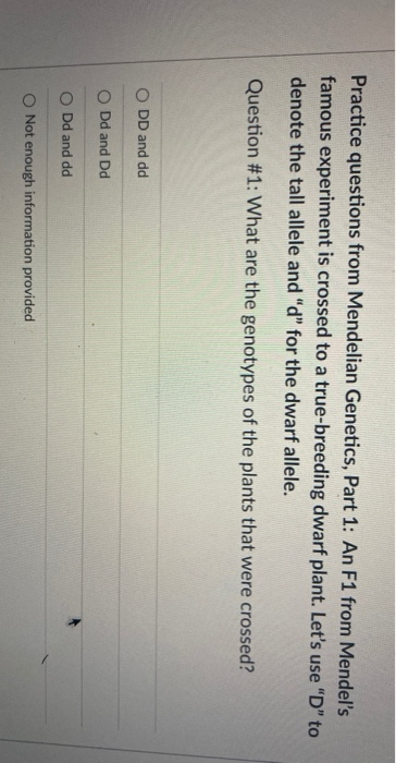 Solved Practice questions from Mendelian Genetics, Part 1: | Chegg.com