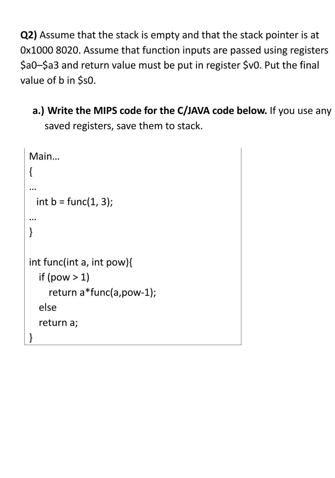 Solved Q2) Assume that the stack is empty and that the stack | Chegg.com