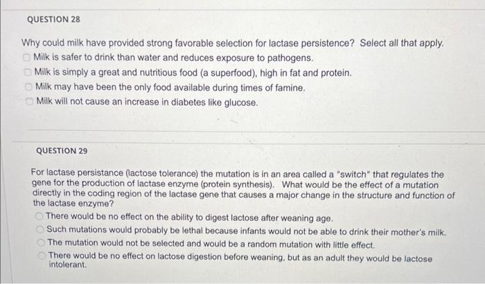 Solved Why could milk have provided strong favorable | Chegg.com