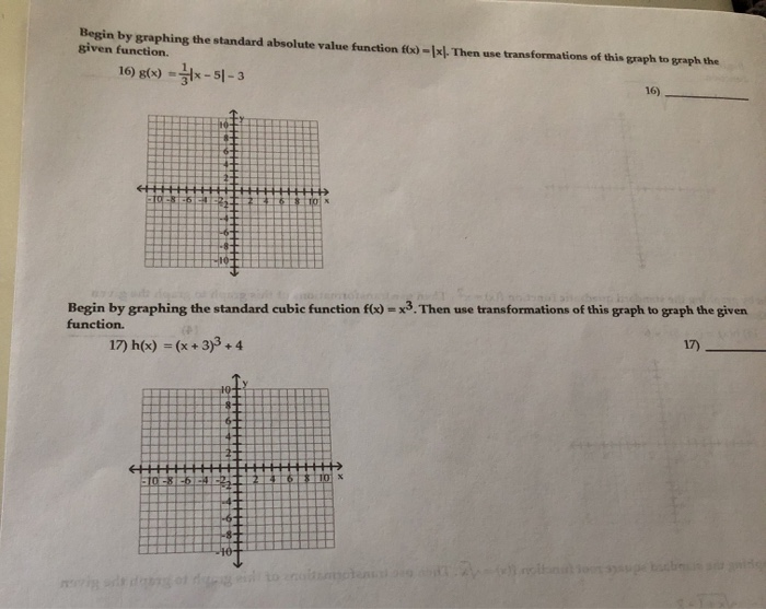 Solved Begin by graphing the standard absolute value | Chegg.com