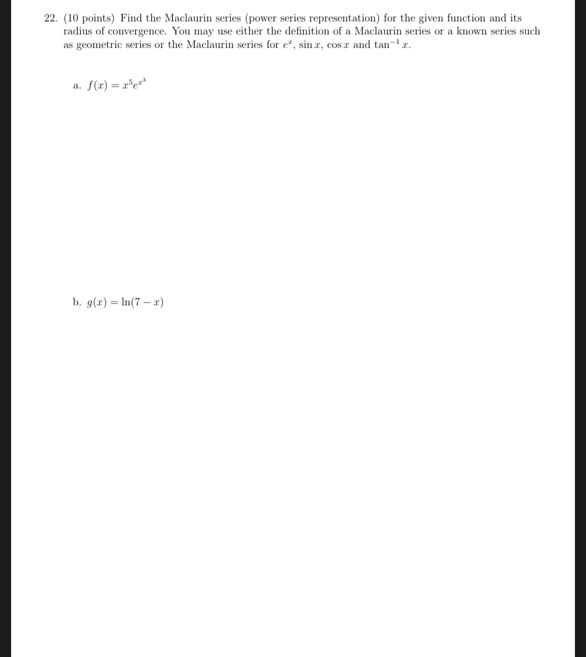 Solved (10 ﻿points) ﻿Find the Maclaurin series (power series | Chegg.com