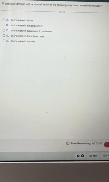 Solved If aggregate demand just increased, which of the | Chegg.com