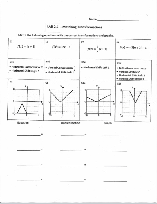 Solved Name LAB 2.5 - Matching Transformations Match the | Chegg.com