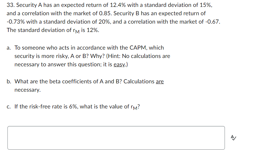 please answer these questions: Security A has an | Chegg.com