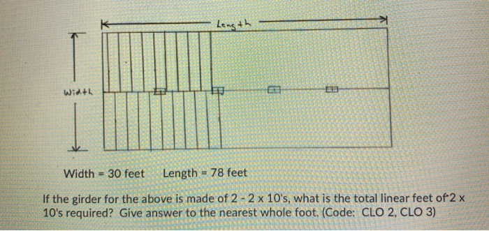 Solved いません。 Width = 30 feet Length = 78 feet If the girder | Chegg.com