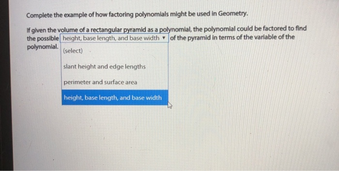 Solved Complete the example of how factoring polynomials | Chegg.com