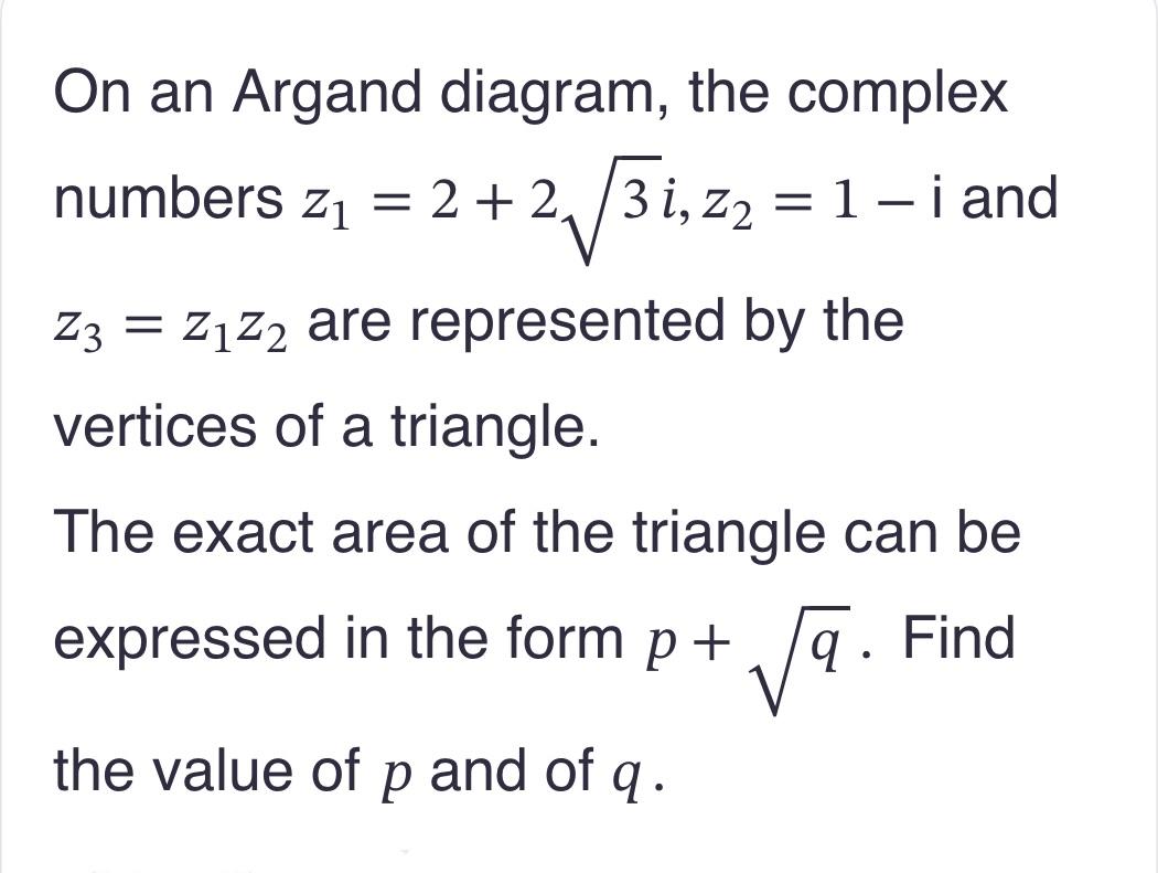 Solved On an Argand diagram, the complex numbers | Chegg.com