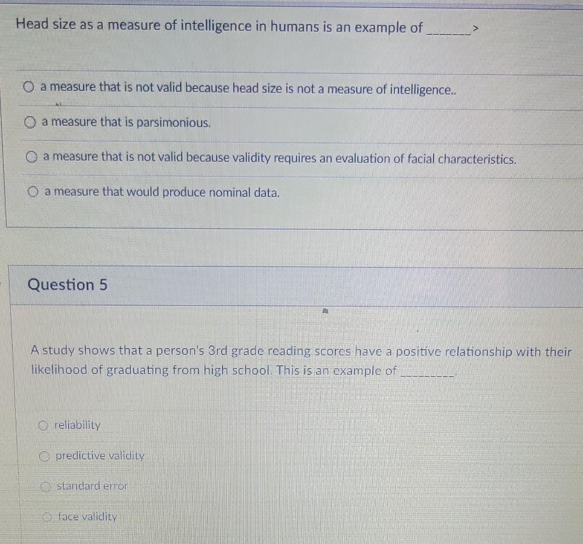 Solved Head size as a measure of intelligence in humans is | Chegg.com