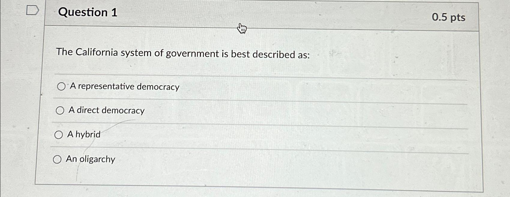 Solved Question 10.5 ﻿ptsThe California system of government | Chegg.com