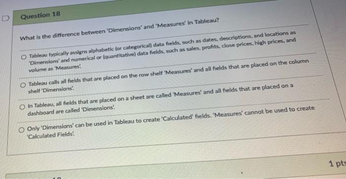 Solved What is the difference between 'Dimensions' and | Chegg.com