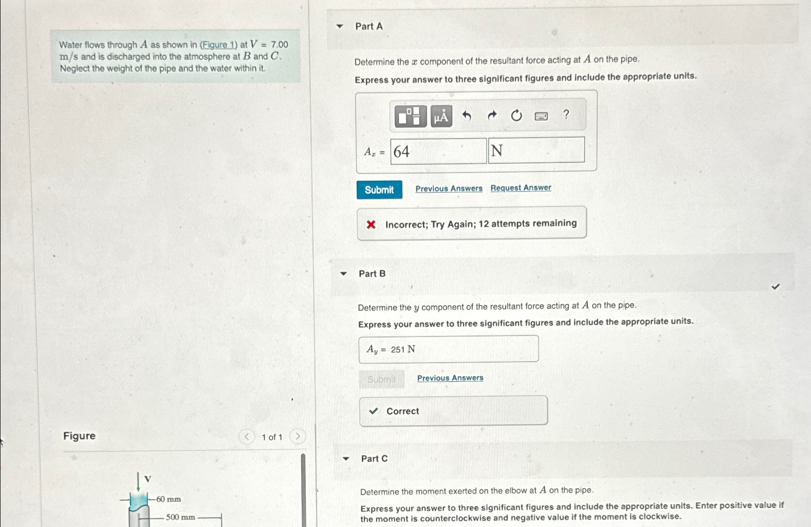 Water flows through A ﻿as shown in (Figure 1) ﻿at | Chegg.com