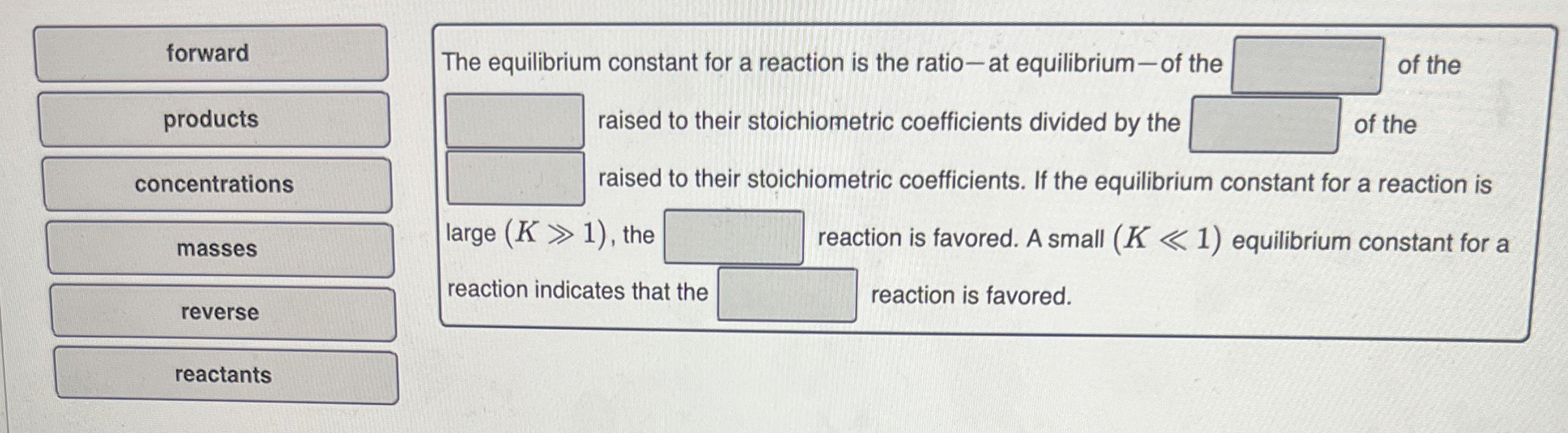 Solved forwardconcentrationsreverseThe equilibrium constant | Chegg.com