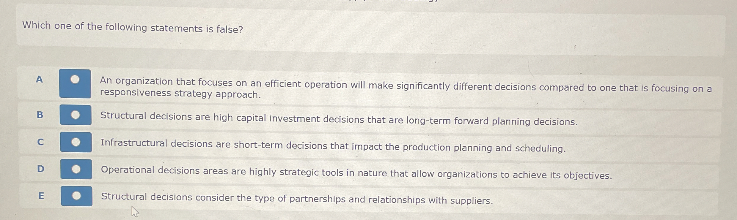 Solved An organization that focuses on an efficient | Chegg.com