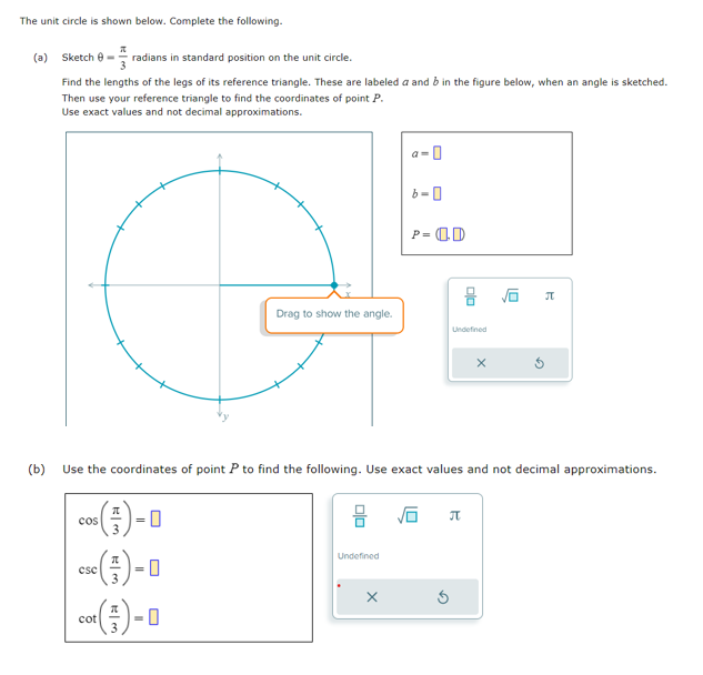 Solved The unit circle is shown below. Complete the | Chegg.com