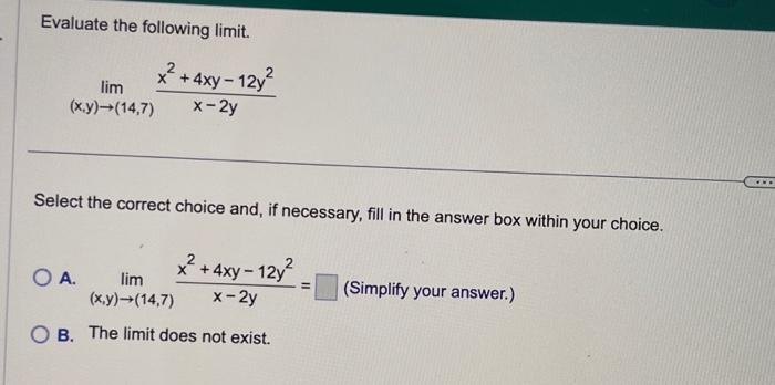 Solved Evaluate the following limit. \\[ \\lim _{(x, y) | Chegg.com