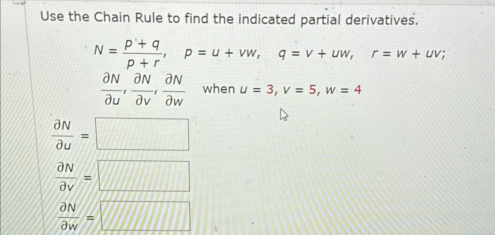 Solved Use the Chain Rule to find the indicated partial | Chegg.com