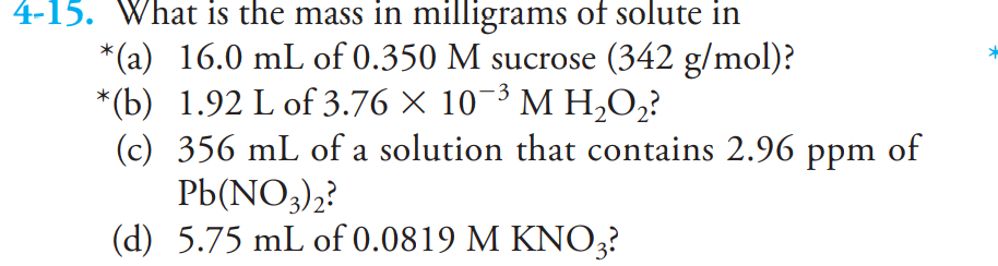 Solved *(a) 16.0 mL of 0.350M sucrose (342 g/mol) ? *(b) | Chegg.com