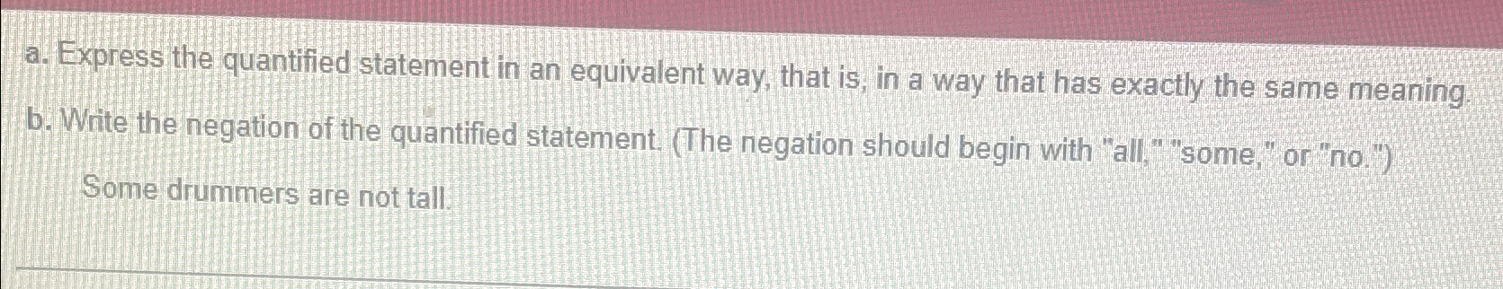Solved a. ﻿Express the quantified statement in an equivalent | Chegg.com