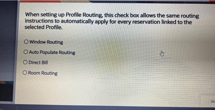 Solved When Setting Up Profile Routing This Check Box