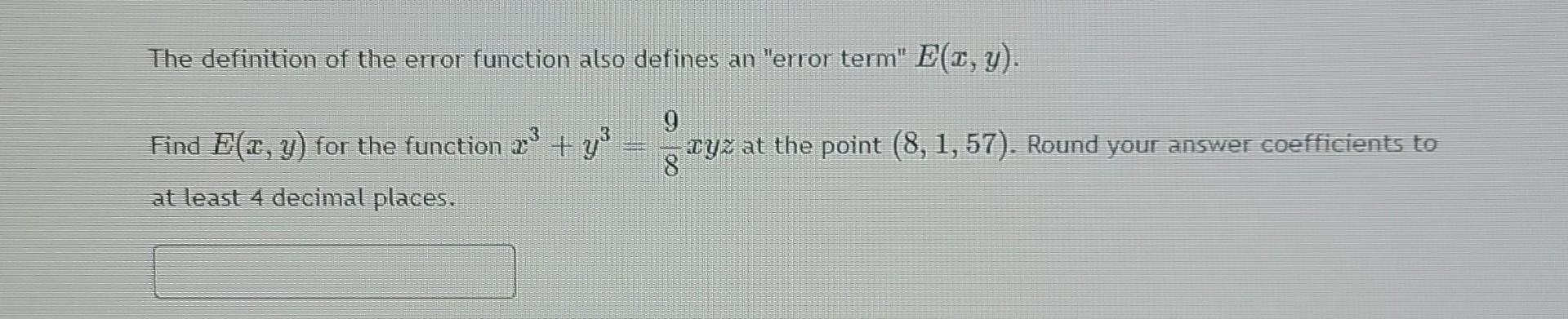 Solved The definition of the error function also defines an | Chegg.com