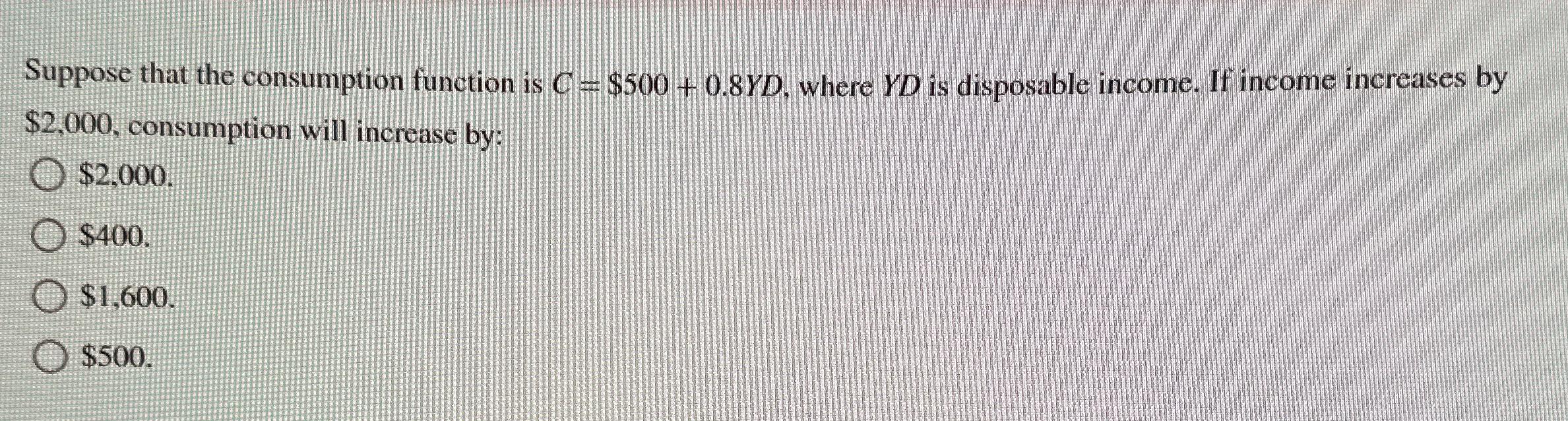 Solved Suppose that the consumption function is | Chegg.com