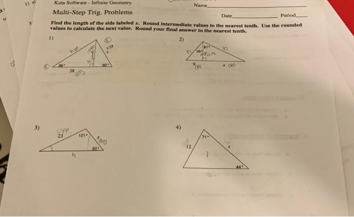 Solved Multi-Step Trig. Problems Date Period Find the length | Chegg.com