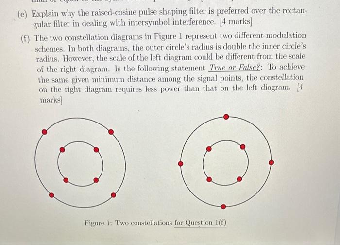 Solved (e) Explain why the raised-cosine pulse shaping | Chegg.com