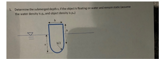 Solved 1. Determine the submerged depth x, if the object is | Chegg.com