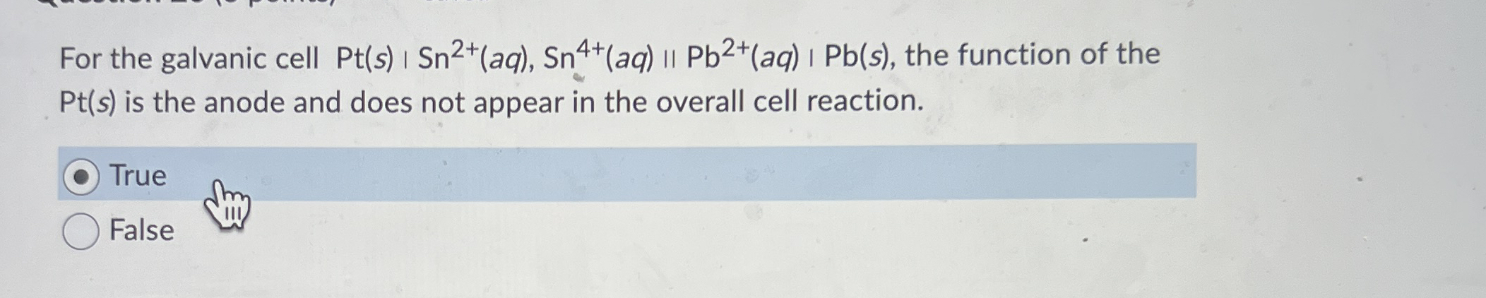 Solved For the galvanic cell | Chegg.com
