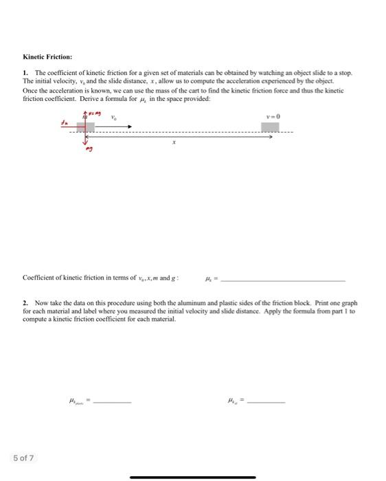 Solved Kinetic Friction: 1. The coefficient of kinetic | Chegg.com