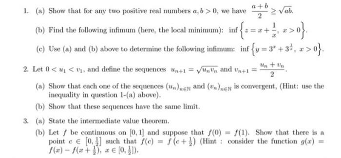 Solved 1 A Show That For Any Two Positive Real Numbers