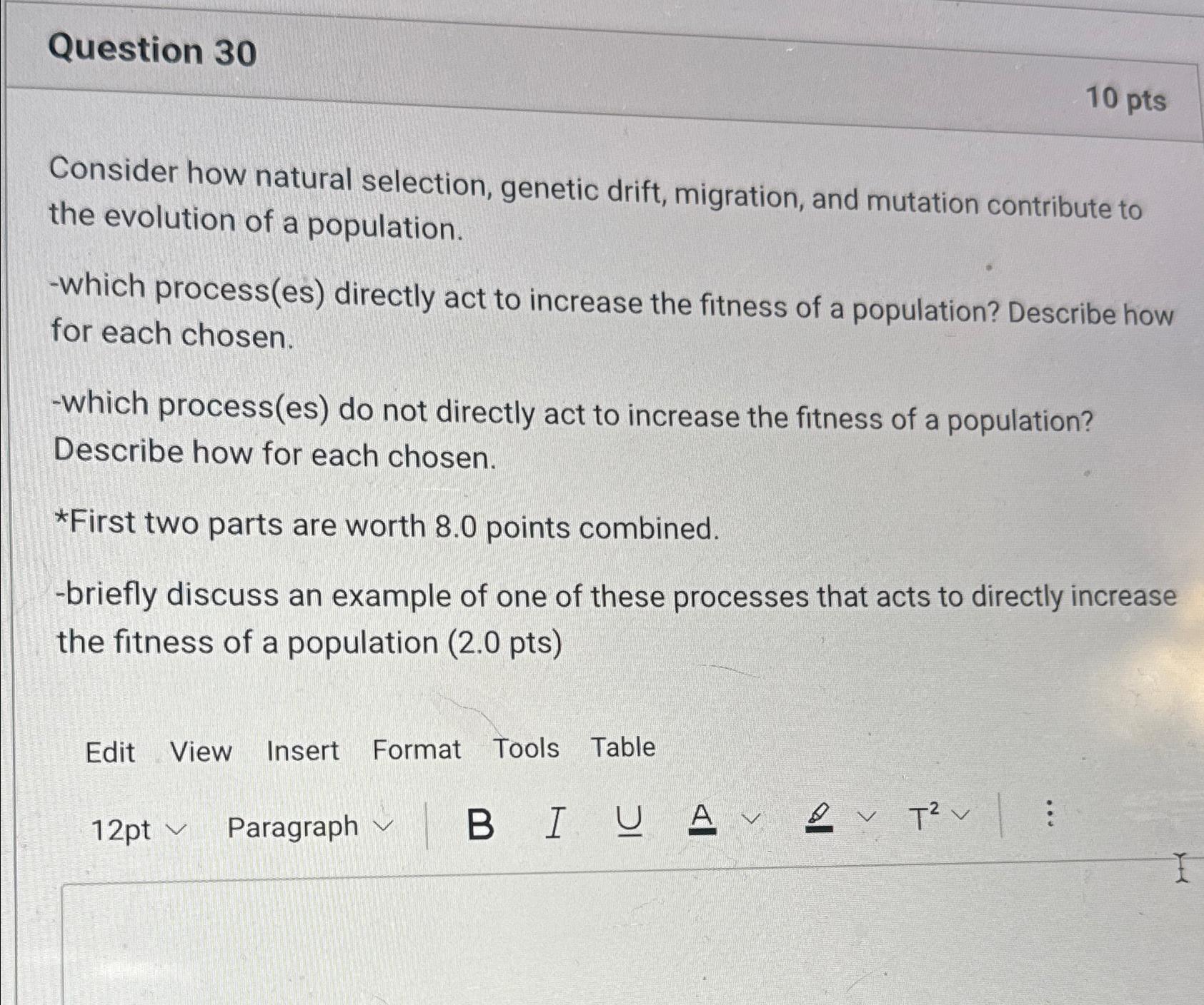 Solved Question 3010 ﻿ptsConsider how natural selection, | Chegg.com