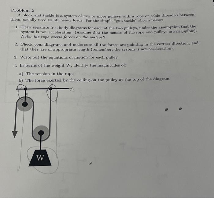 Solved Problem 2 A block and tackle is a system of two or | Chegg.com
