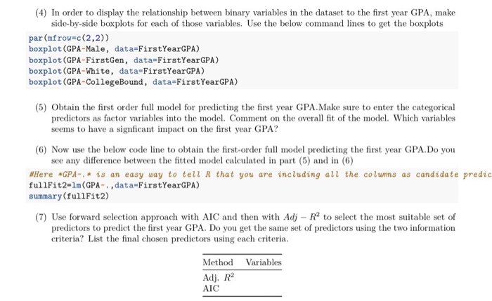 Solved We will be using an inbuilt dataset First Year GPA | Chegg.com