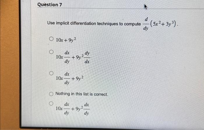 Solved Use implicit differentiation techniques to compute | Chegg.com
