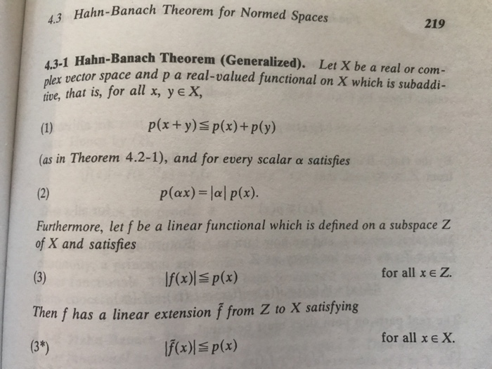 Solved 5. If X in Theorem 4.3-1 is a normed space and p(x) | Chegg.com