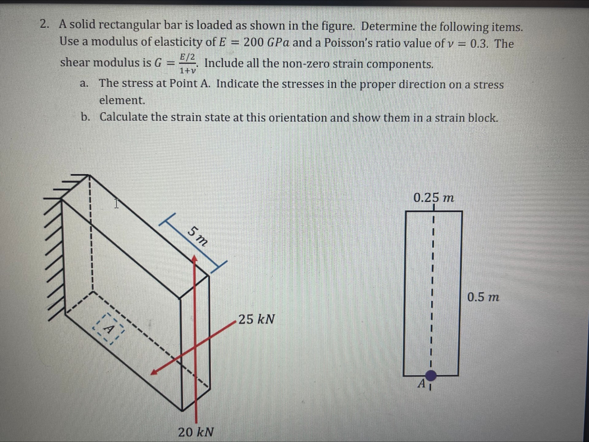 Solved A solid rectangular bar is loaded as shown in the | Chegg.com