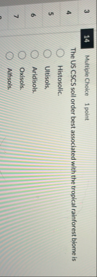 Solved 314Multiple Choice1 ﻿pointThe US CSCS soil order best | Chegg.com