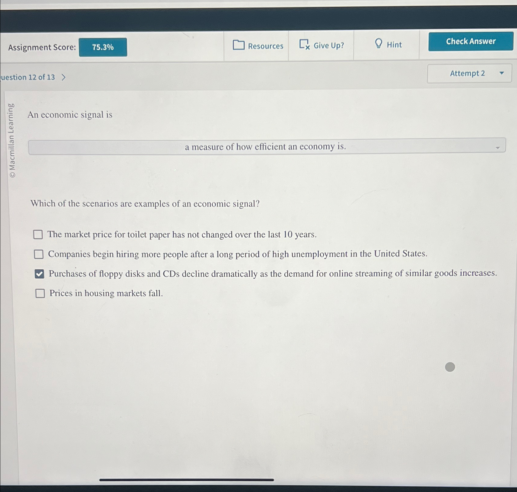 Solved Assignment Score:ResourcesGive Up?Hintuestion 12 ﻿of | Chegg.com